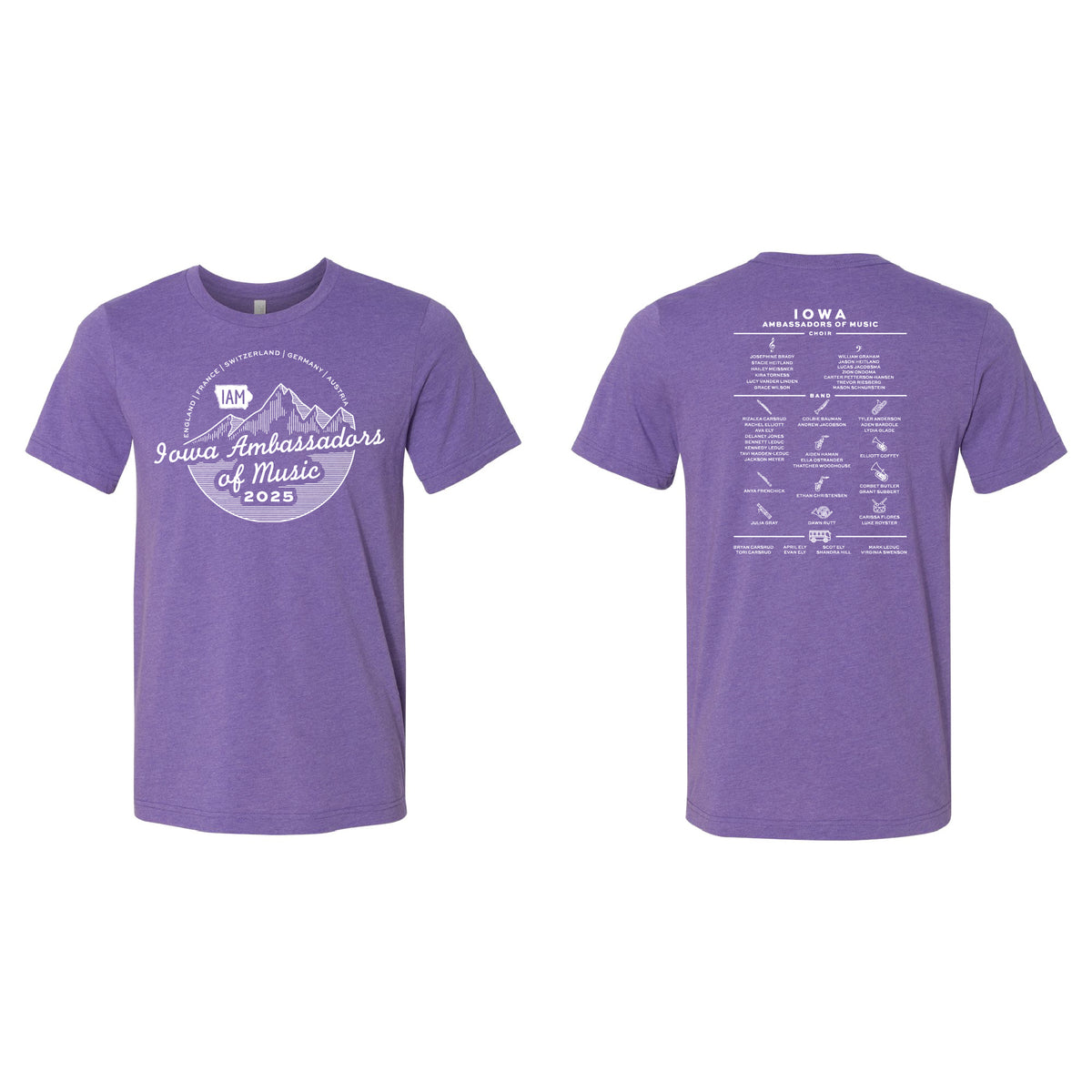 Iowa Ambassadors of Music 2025 Purple Coach - T-Shirt – Soft and Spun Apparel Orders