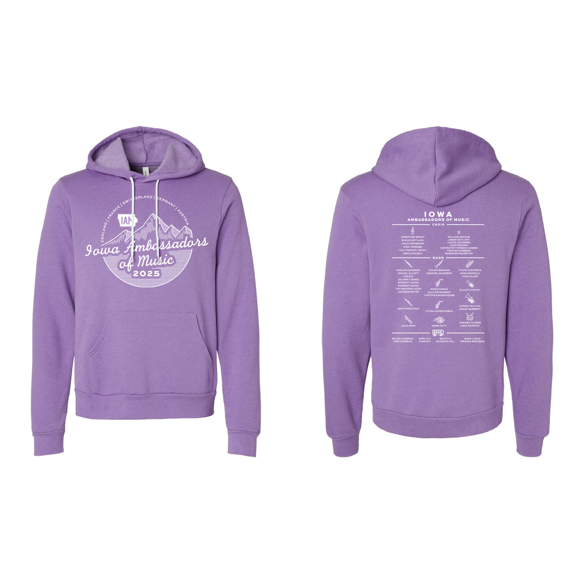 Iowa Ambassadors of Music 2025 Purple Coach - Hooded Sweatshirt – Soft and Spun Apparel Orders